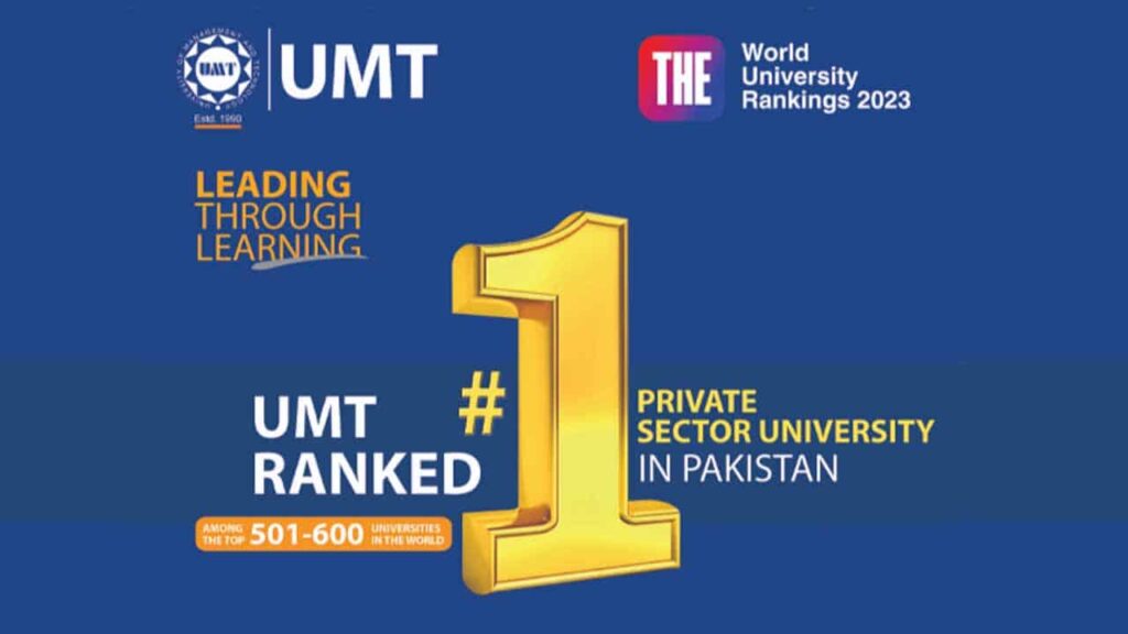 Times Higher Education ranks UMT 1st in Pakistan among private-sector universities - Economy.pk